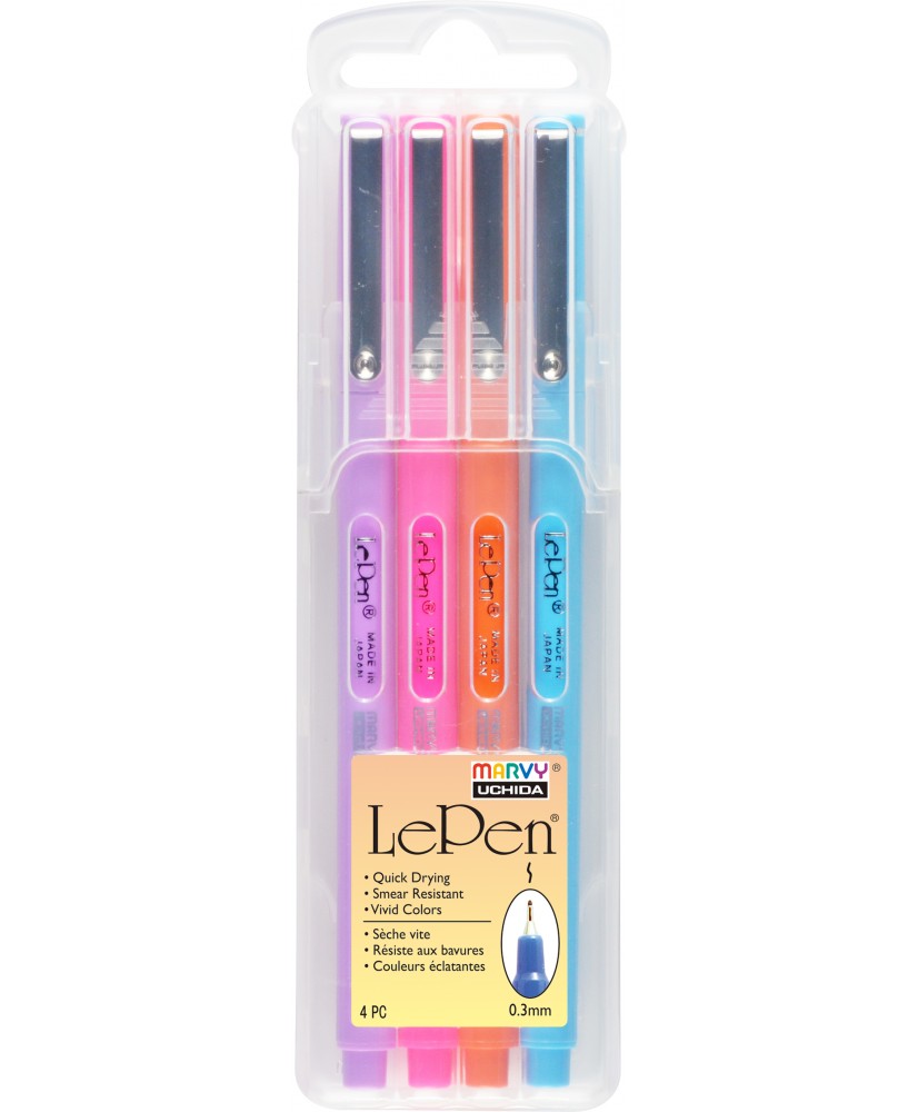 Le Pen Brilliant 4 Pcs 3mm pen set in solid case